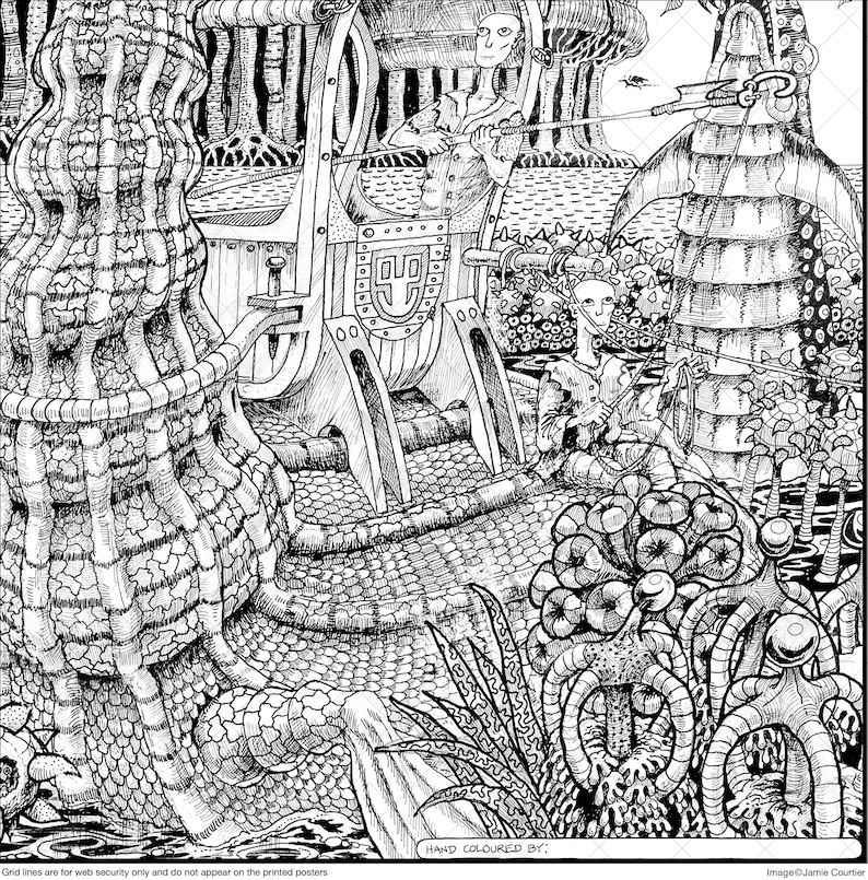 The Cave Fishers - GIANT 27"x 40" Wildergorn Colour-in Poster by Jamie ...