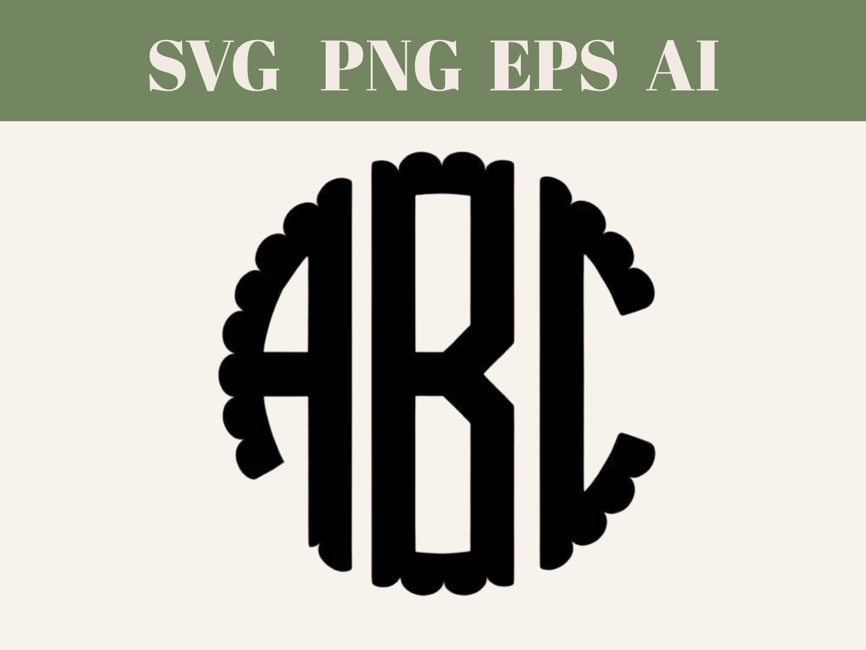 Scalloped Edge Circle Monogram File - Etsy