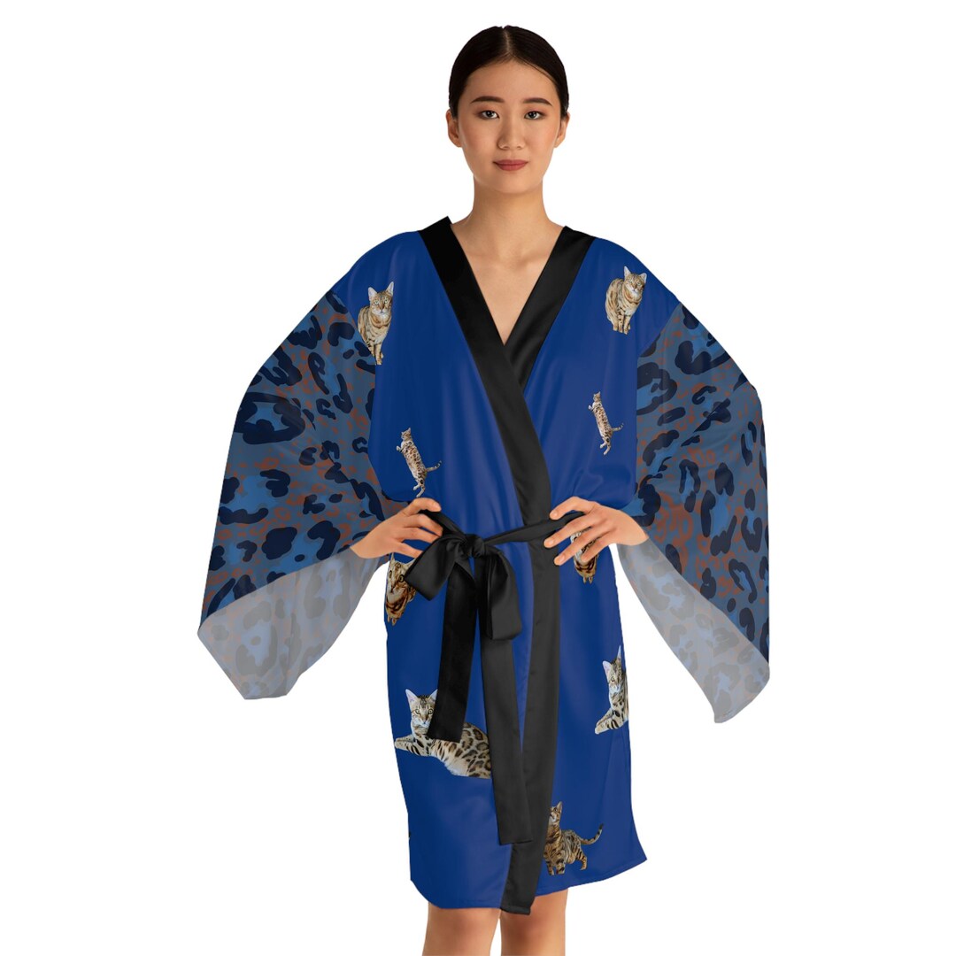 Long Sleeve Kimono Robe With Custom Bengal Cats - Etsy