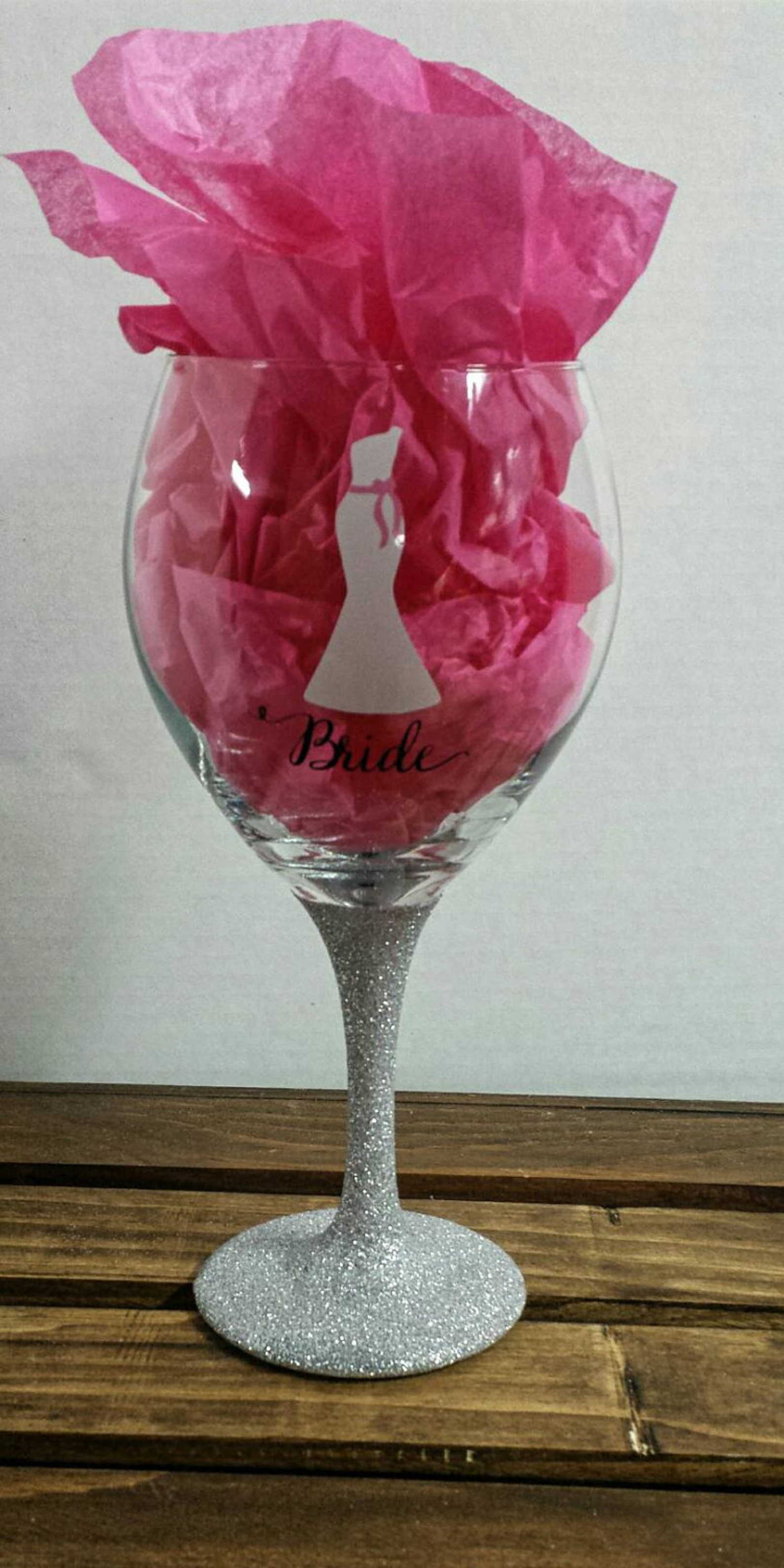 Bride Wine Glass Bride Glitter Wine Glass Bridesmaid Wine - Etsy