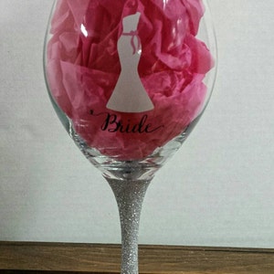 Bride Wine Glass, Bride Glitter Wine Glass, Bridesmaid Wine Glass ...
