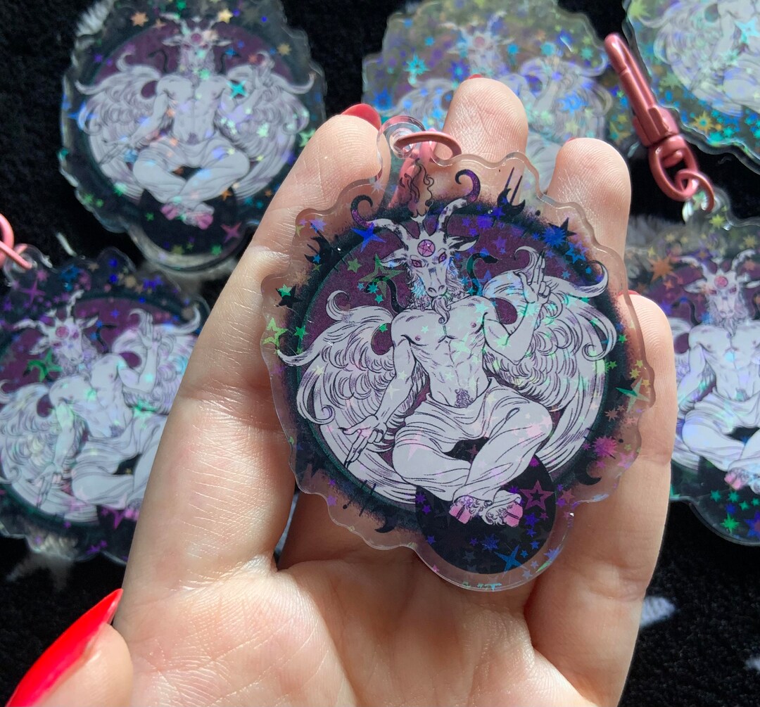 Holographic Baphomet Keychain (IMPERFECT DISCOUNTED) - Etsy