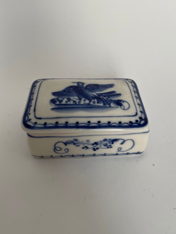 Vintage Russian GZHEL Blue and White Ceramic Hand Mad… - Gem