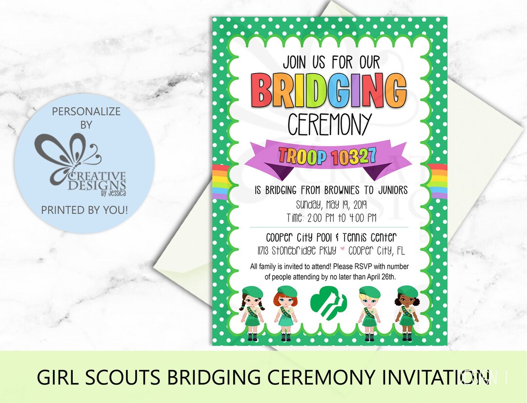 Girl Scout Bridging Ceremony Invitation Girl Scout Invitation ...