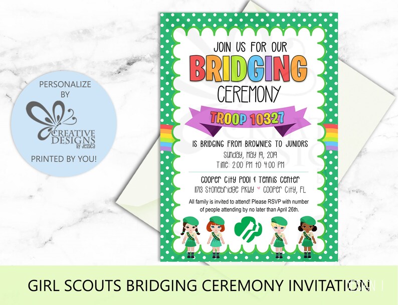 Girl Scout Bridging Ceremony Invitation Girl Scout Invitation ...