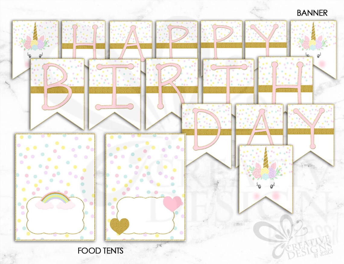 Unicorn Birthday Kit Unicorn Party Kit digital Printable File-thank You ...