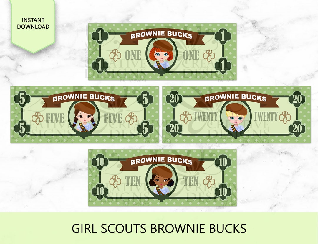 Girl Scout Brownie Bucks - Printable INSTANT DOWNLOAD - Etsy