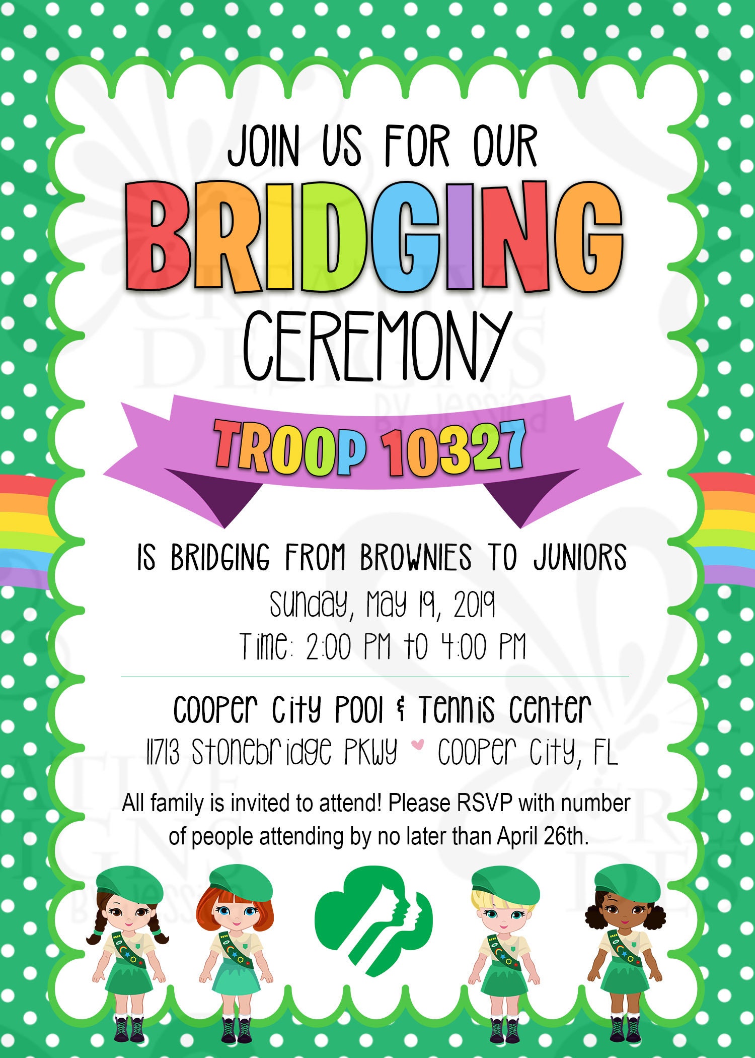 Girl Scout Bridging Ceremony Invitation Girl Scout Invitation ...