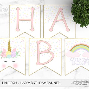 Unicorn Banner,unicorn Happy Birthday Banner,birthday Party,rainbow ...