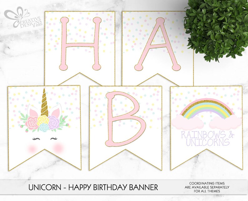 Unicorn Banner,unicorn Happy Birthday Banner,birthday Party,rainbow ...