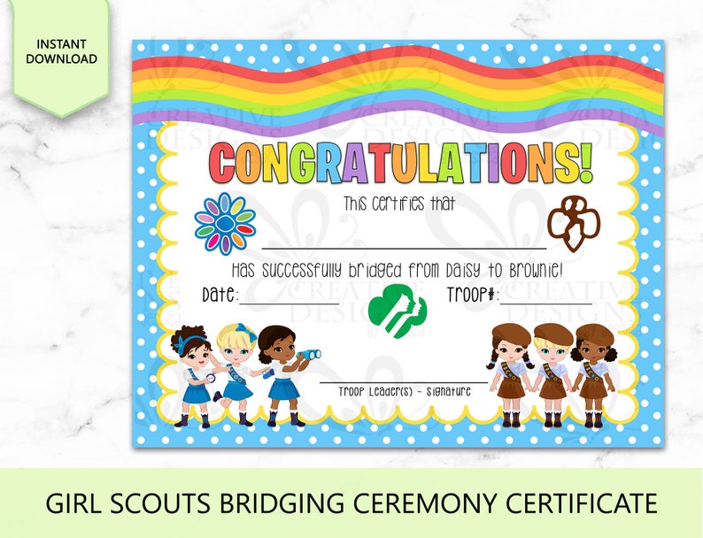 Girl Scout Bridging Ceremony Certificate - Daisies to Brownies ...