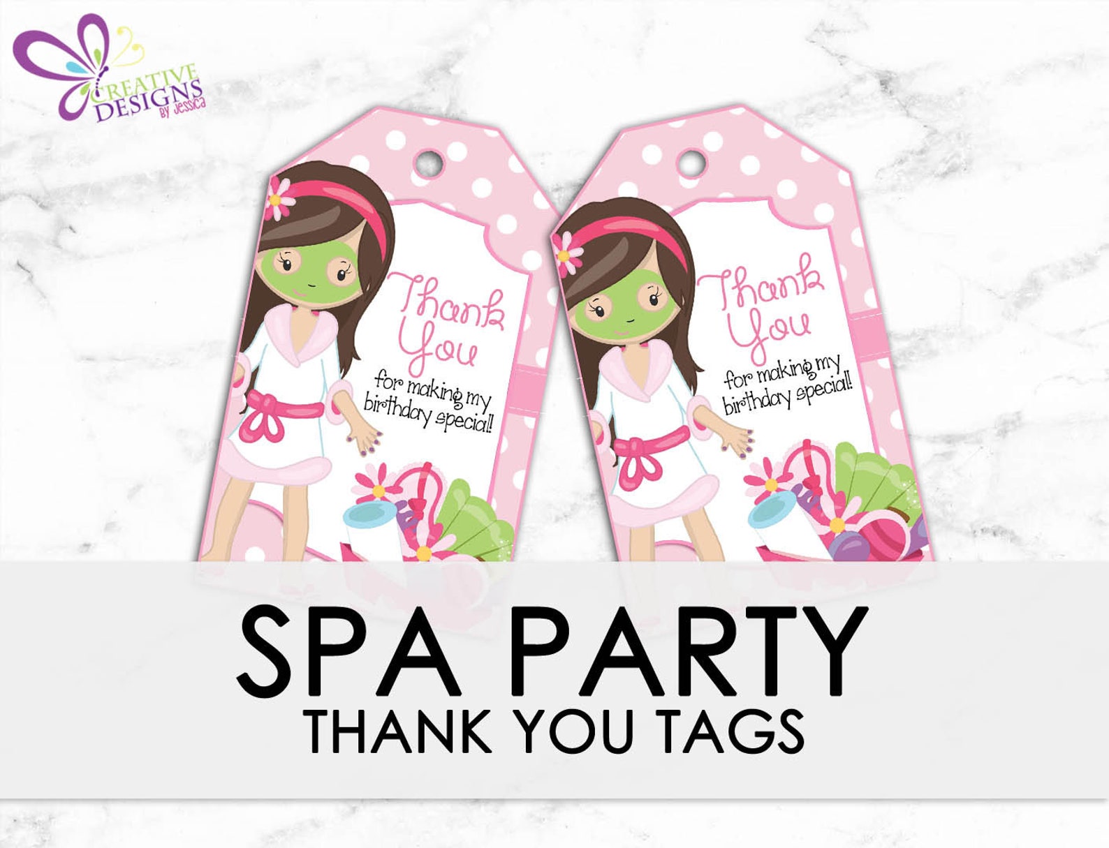 Spa Party Favor Tags, Spa Party Birthday Thank You Tags, Gift Tags, Spa ...