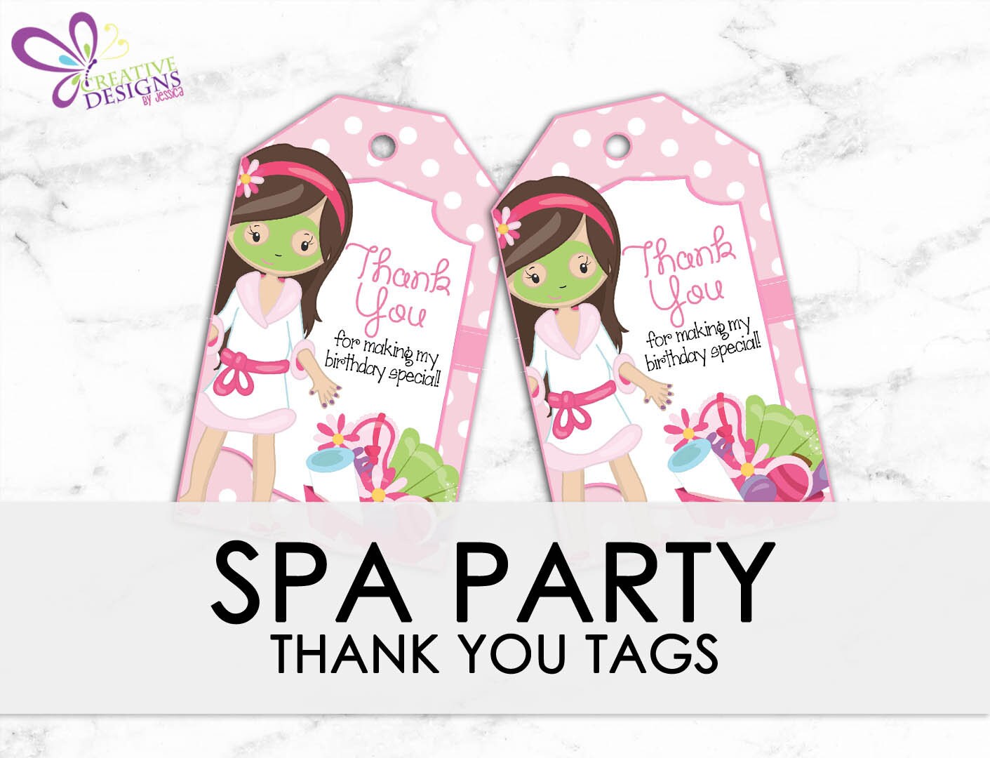 Spa Party Favor Tags, Spa Party Birthday Thank You Tags, Gift Tags, Spa ...