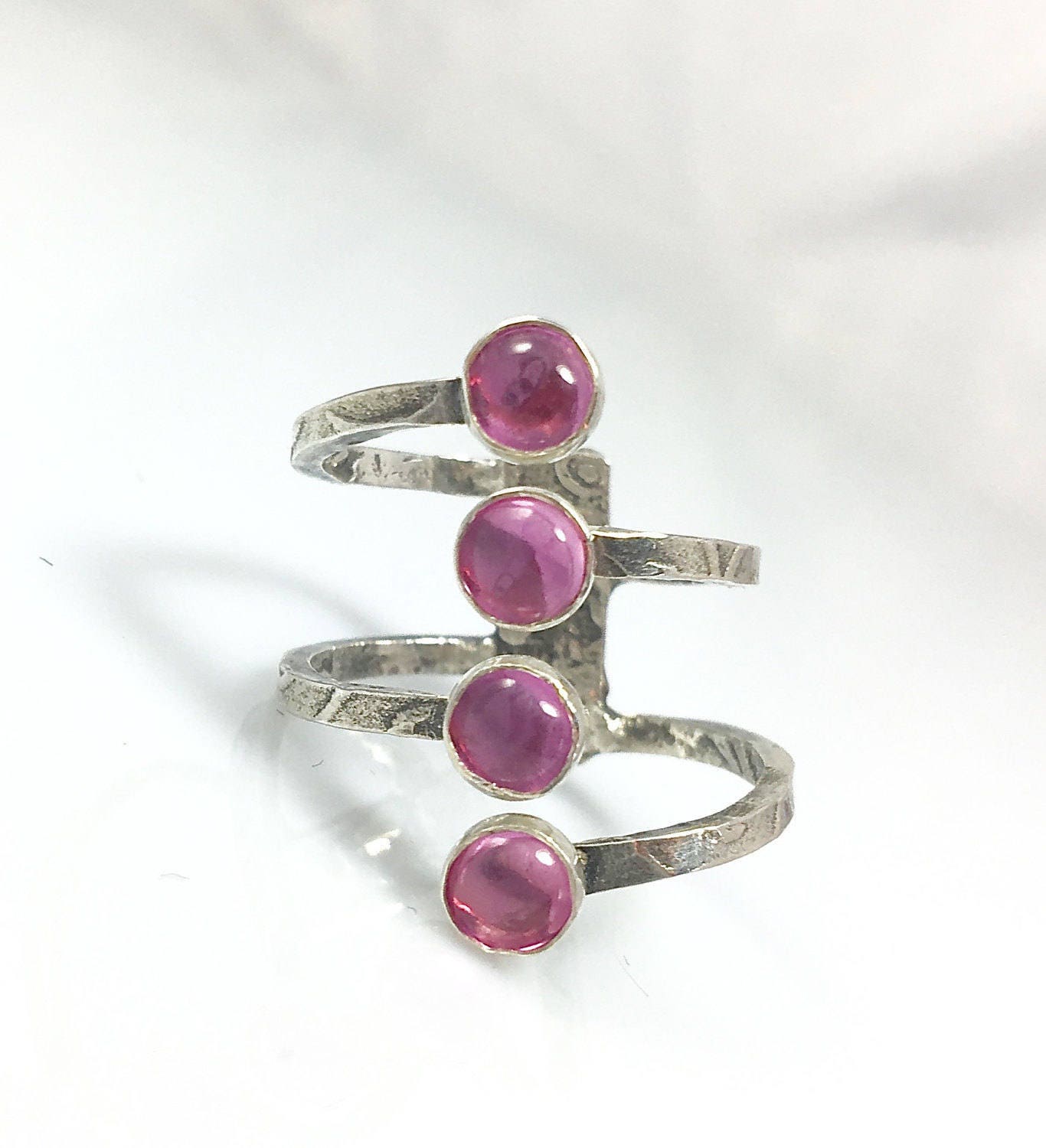 Sterling Ruby Rose Corundum Multi Gem Ring | Etsy