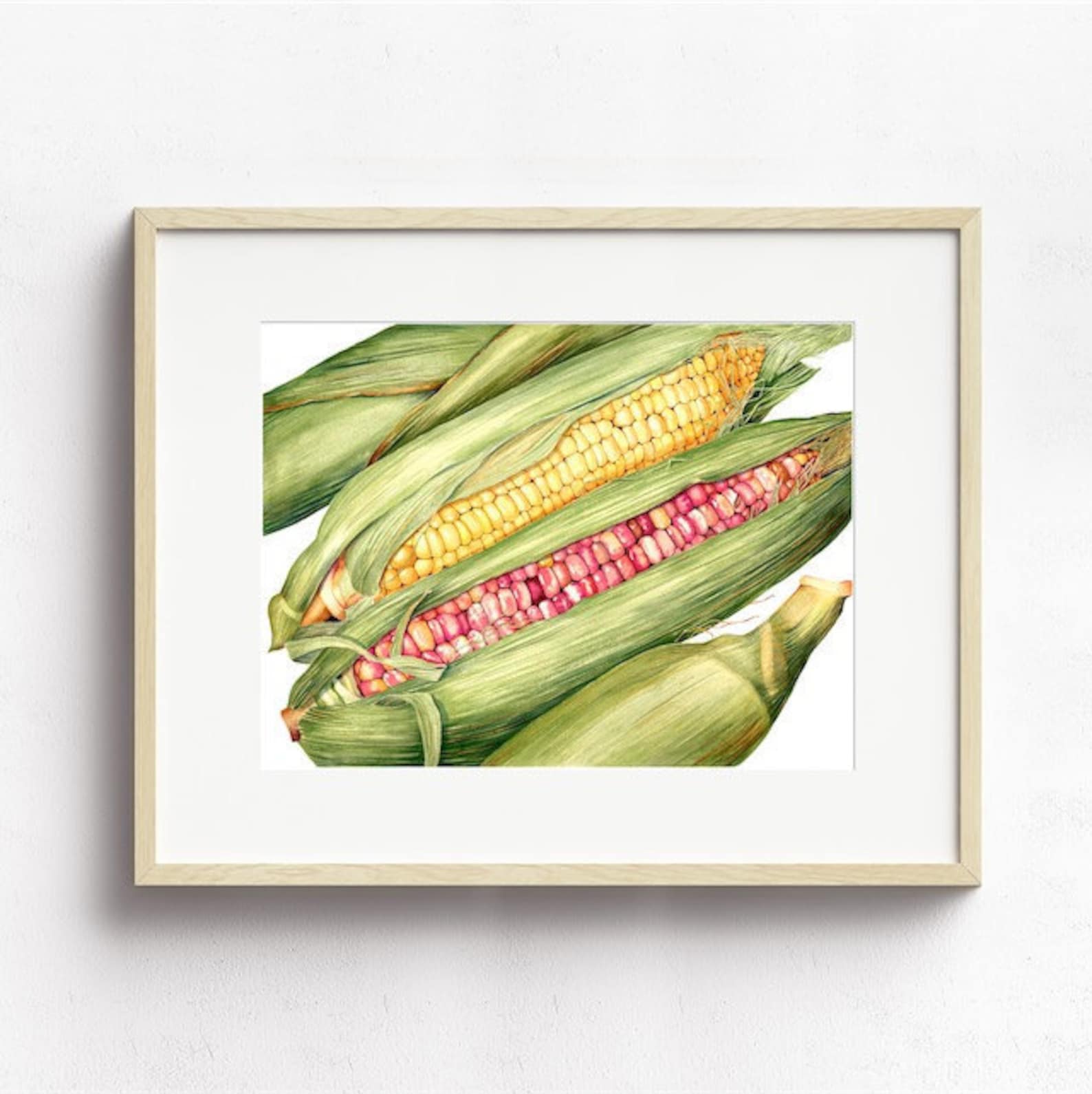 Corn Watercolor Print, Botanical Vegetable Art Print Corn on the Cob ...