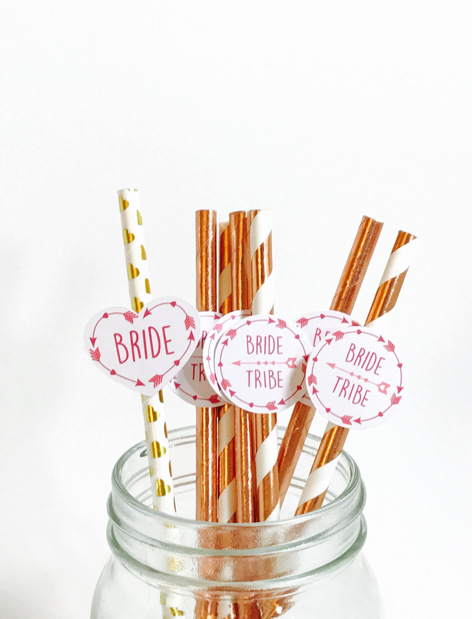Bride Tribe Bachelorette Party Rose Gold Paper Straws Set - Bride Tribe ...