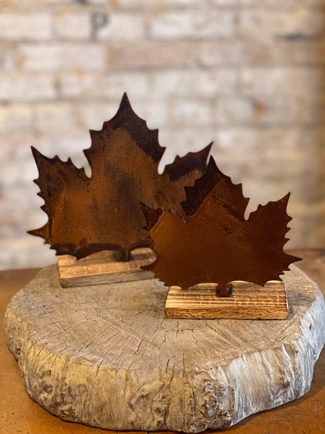 Maple Leaf Fall Leaves Rusted Metal Handmade Fall Decor Set of 2 - Etsy