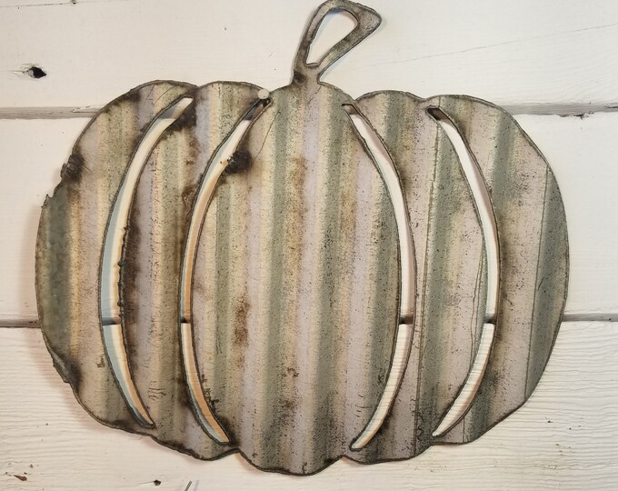 Large Tin Pumpkin / Corrugated Tin Pumpkin / Rustic Tin - Etsy