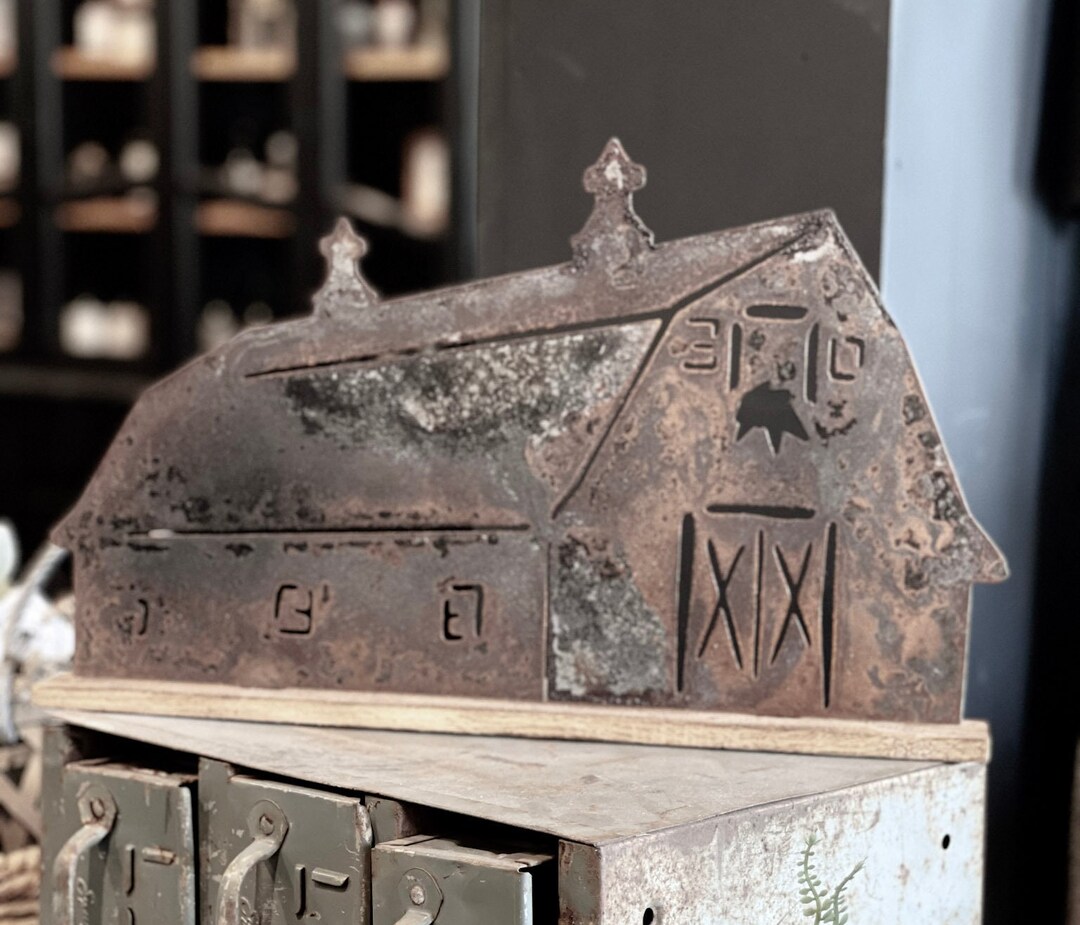 Rusted Metal Barn Stand Farm Decor Gift for Dad Rustic Farmhouse Metal ...