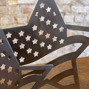 Set of 2 Patriotic Stars & Stripes Wire Brushed Metal Star Stands ...