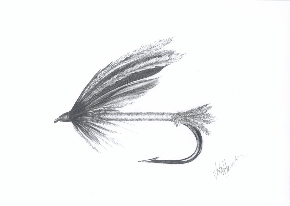 Fly Fishing Pencil Drawings