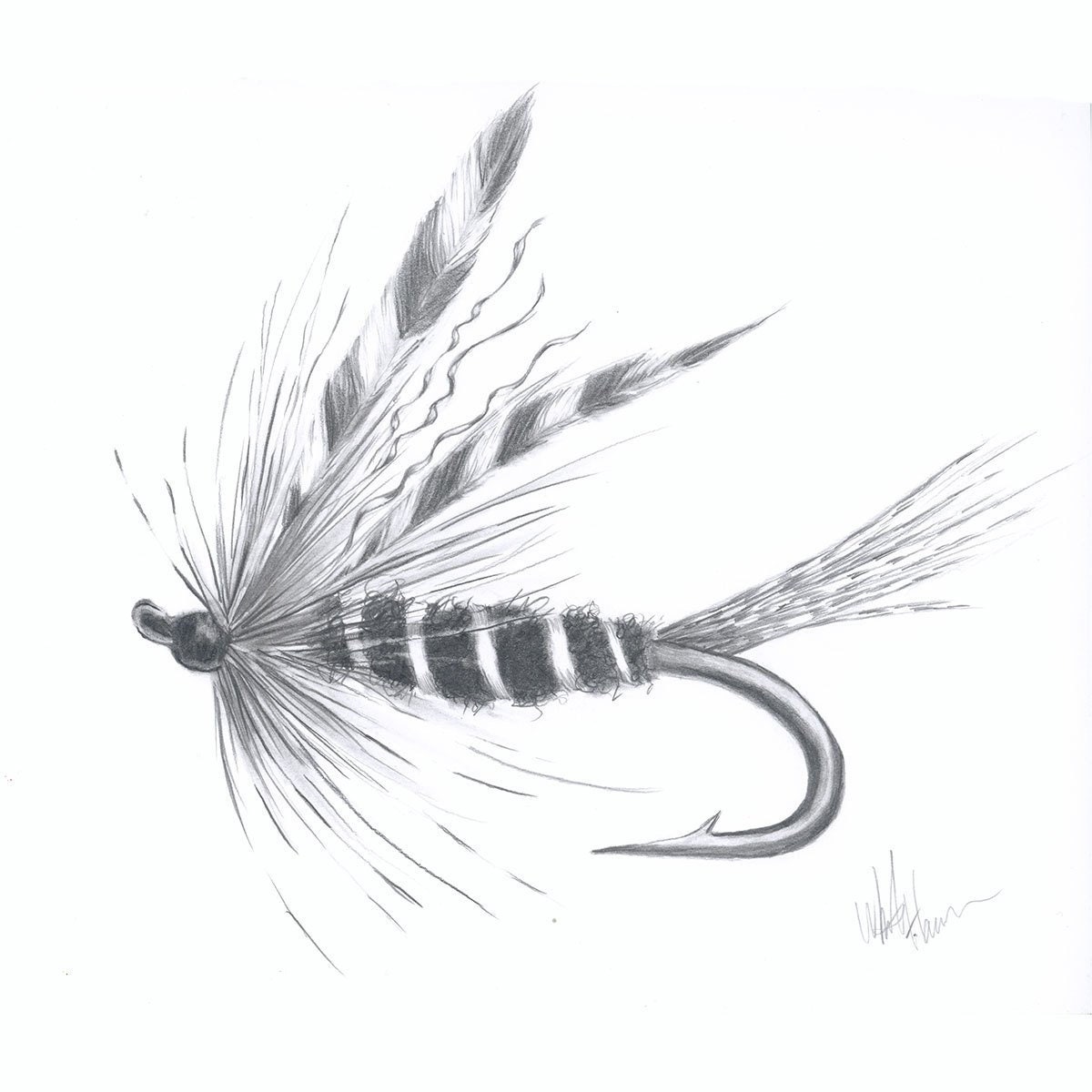 Fly Fishing Pencil Drawings