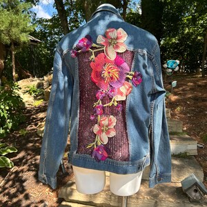 Jean Jacket With Sequin and Applique - Etsy