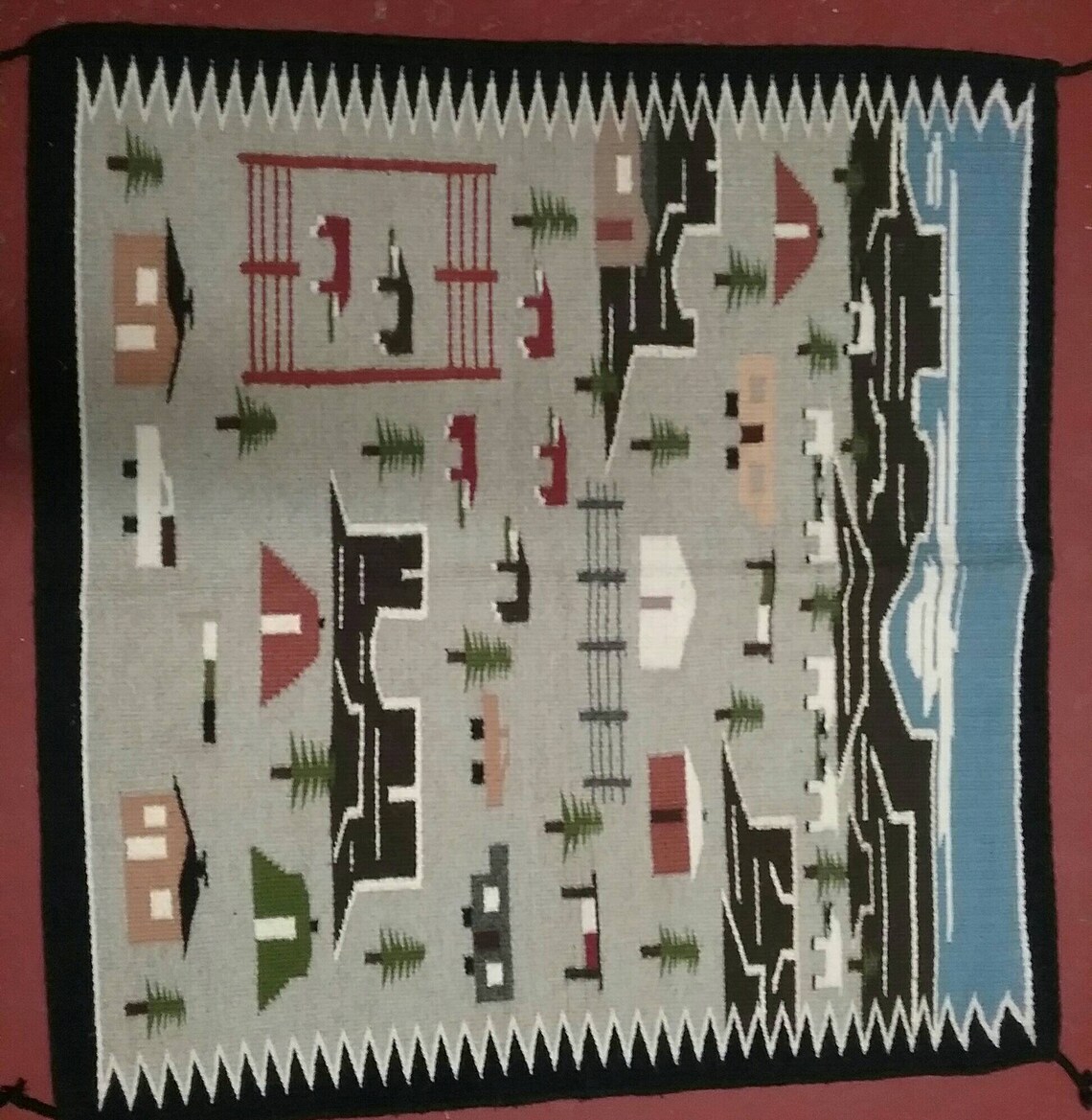 Native American Navajo Rug - Pictorial - Ranch / Farm - Etsy