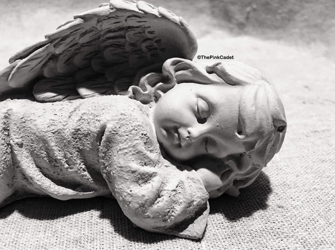 Sleeping Baby Angel Concrete Statue: Natural Patina, Handmade USA - Etsy