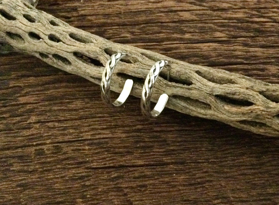 Braid Pattern Hoops, Twist Design Hoop Earrings, Silver Celtic Style ...