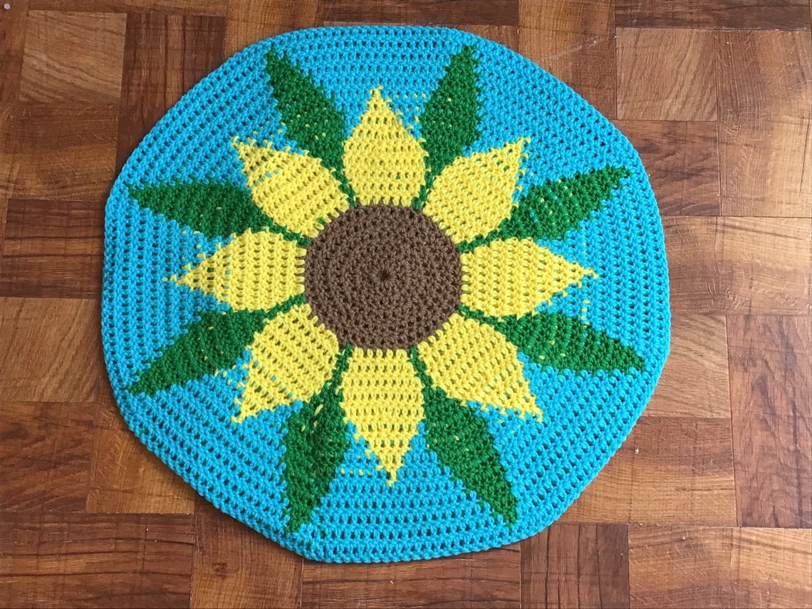 Sunflower Boho Round Circle Rug Crochet Pattern PDF - Etsy