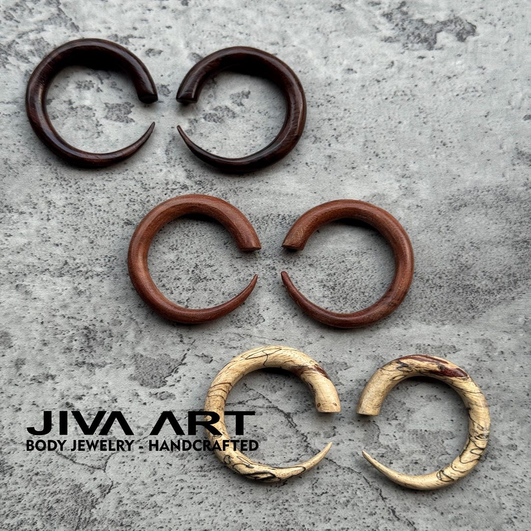 Wood Stretched Ears Lobes Hoop Earrings Tribal Ear Gauges Weights ...