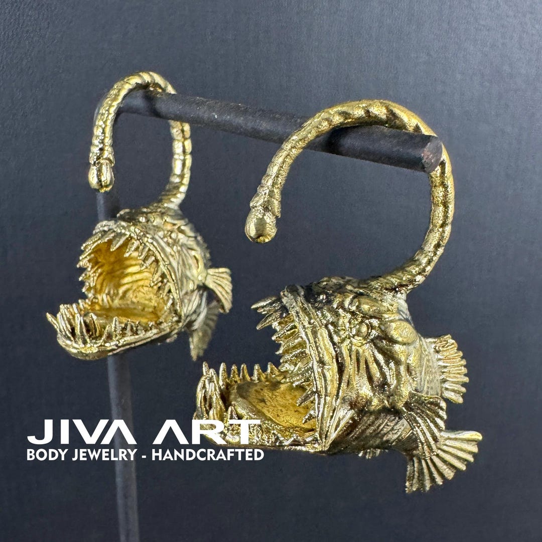 Ear Weights Anglerfish Angler Fish Brass Ear Weights Deep Sea Gauge