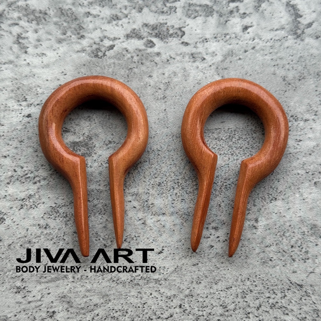 Wood Stretched Ears Lobes Hoop Earrings Tribal Ear Gauges Weights ...