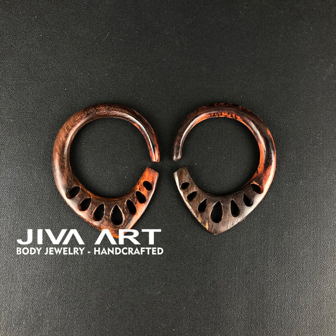 Wood Stretched Ears Lobes Hoop Earrings Tribal Ear Gauges Weights ...
