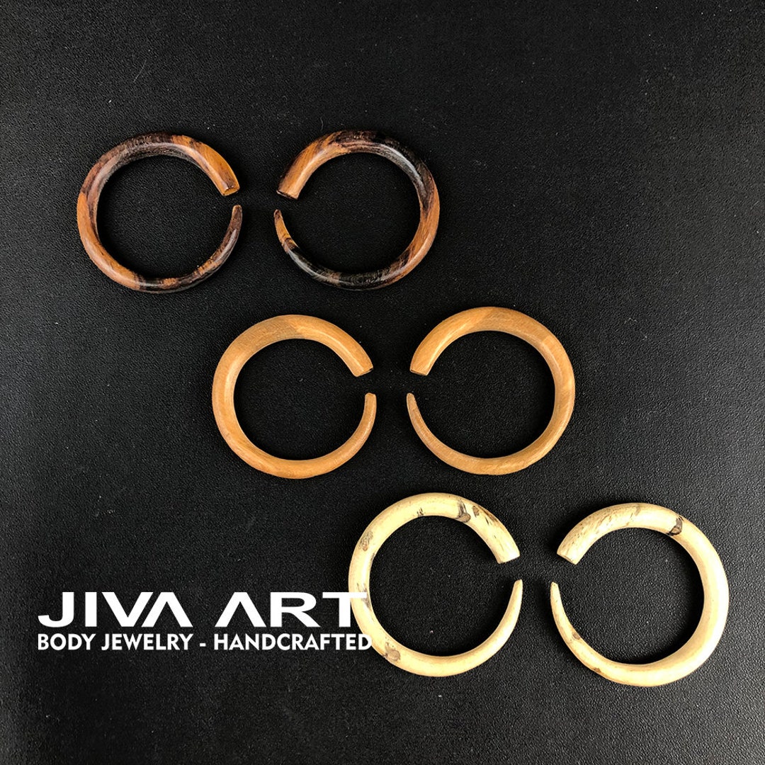 Wood Stretched Ears Lobes Hoop Earrings Tribal Ear Gauges Weights ...