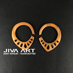 Wood Stretched Ears Lobes Hoop Earrings Tribal Ear Gauges Weights ...