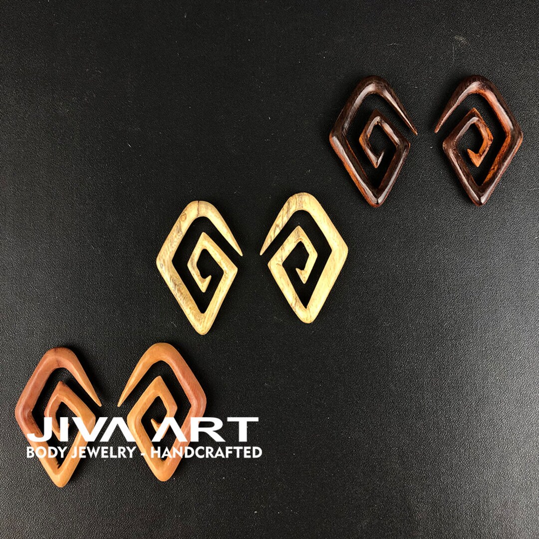 Wood Stretched Ears Lobes Hoop Earrings Tribal Ear Gauges Weights ...
