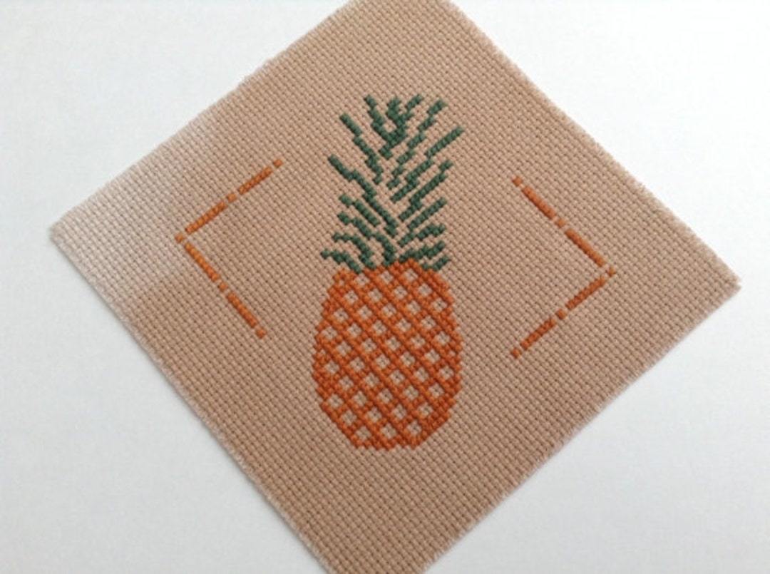 DIY Kit Cross Stitch Diy Kit Pineapples Square Coaster Aida - Etsy Canada