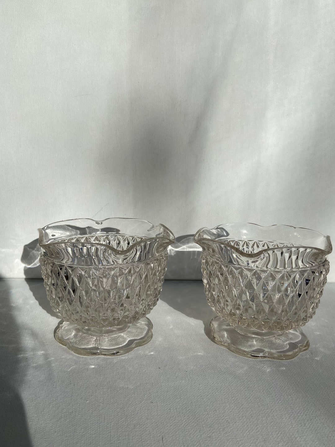 Indiana Glass Diamond Point Clear Condiment Bowls Set of 2 - Etsy