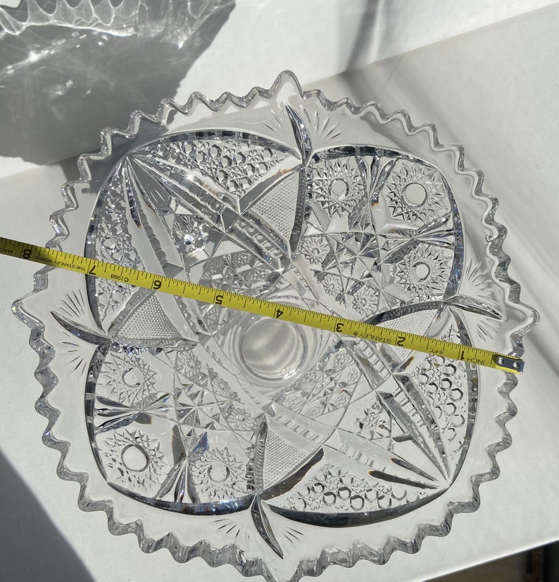 Large Pressed Glass Scallop Ruffle Rim Pedestal Base Bowl Vase - Etsy