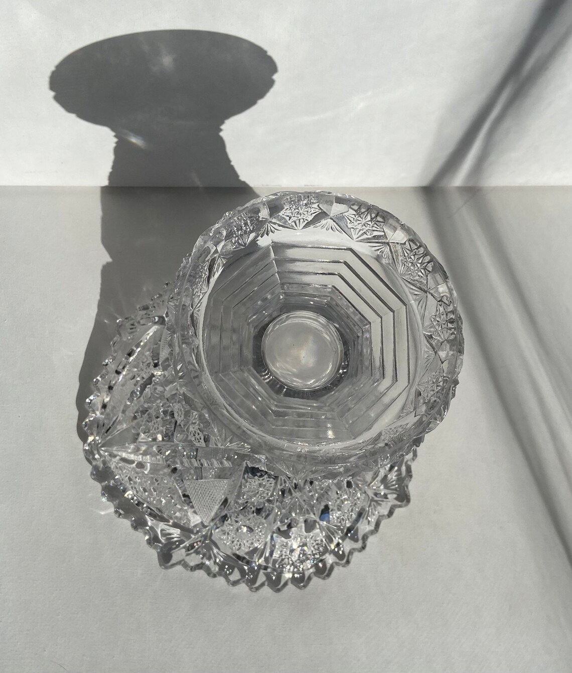 Large Pressed Glass Scallop Ruffle Rim Pedestal Base Bowl Vase - Etsy