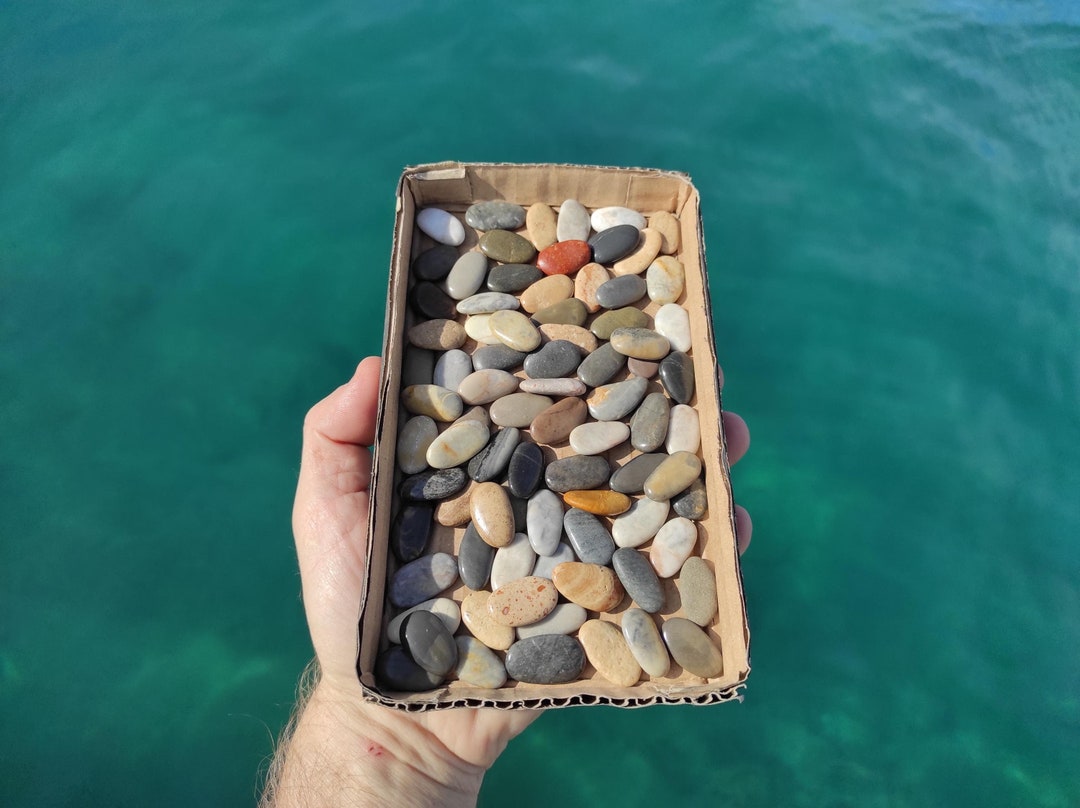 80 Elongated,colorful,smooth,beach Pebbles for Jewellery,genuine,ob ...