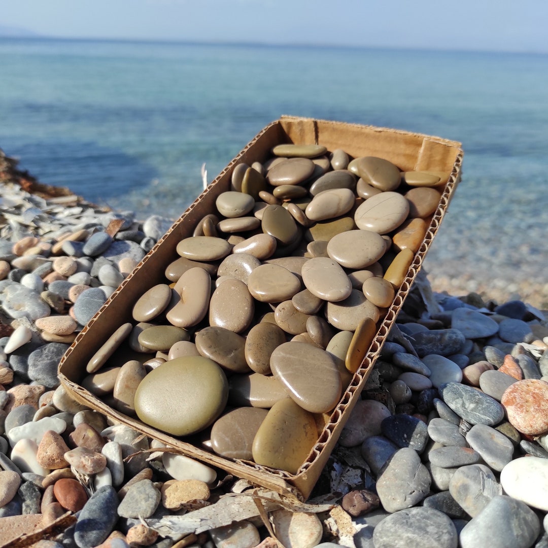 100 Natural,smooth Chunky,olive Green,beach Pebbles.pebbles for Crafts ...