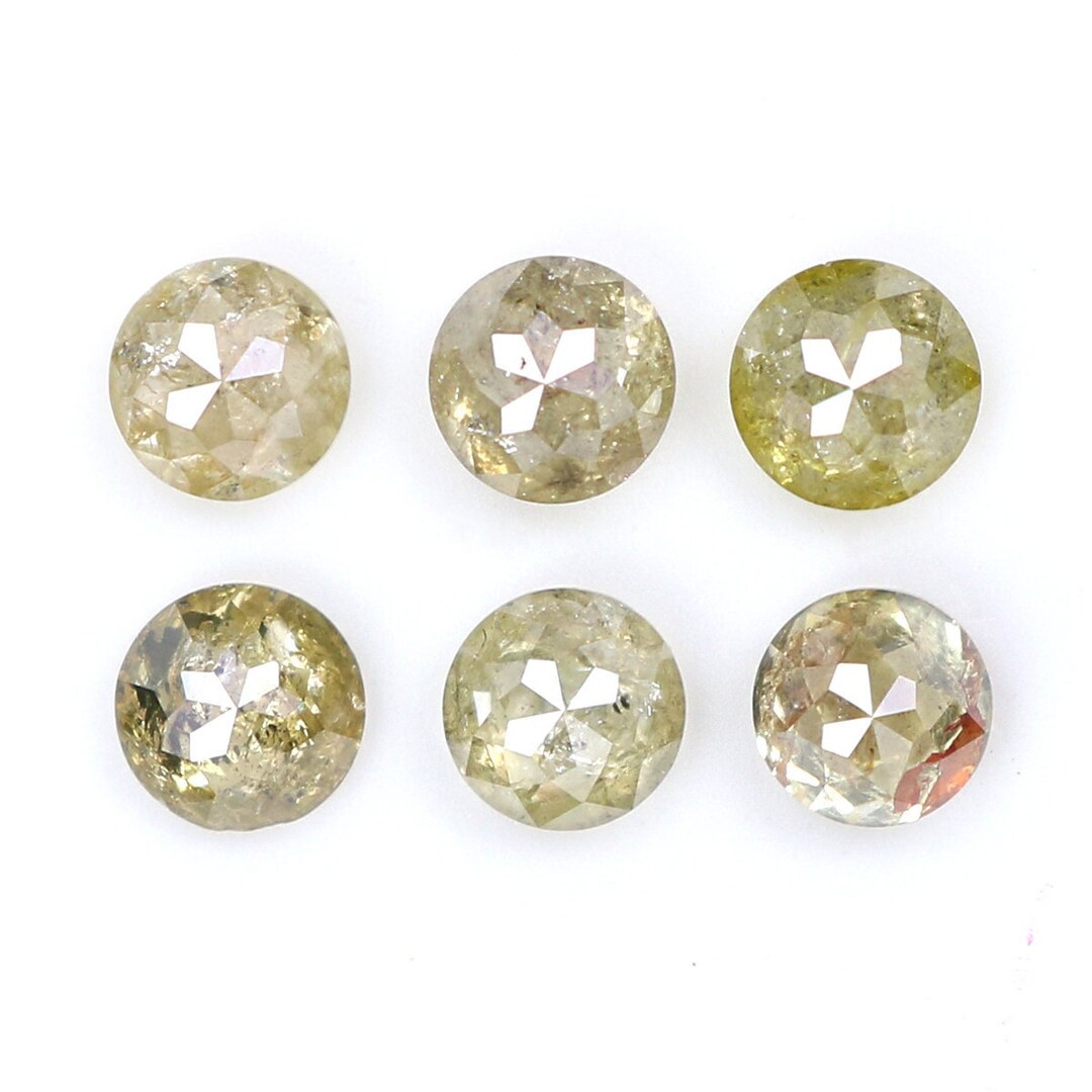 Natural Loose Rose Cut Yellow Grey Diamond Color 1.79 CT 3.70 MM Round ...
