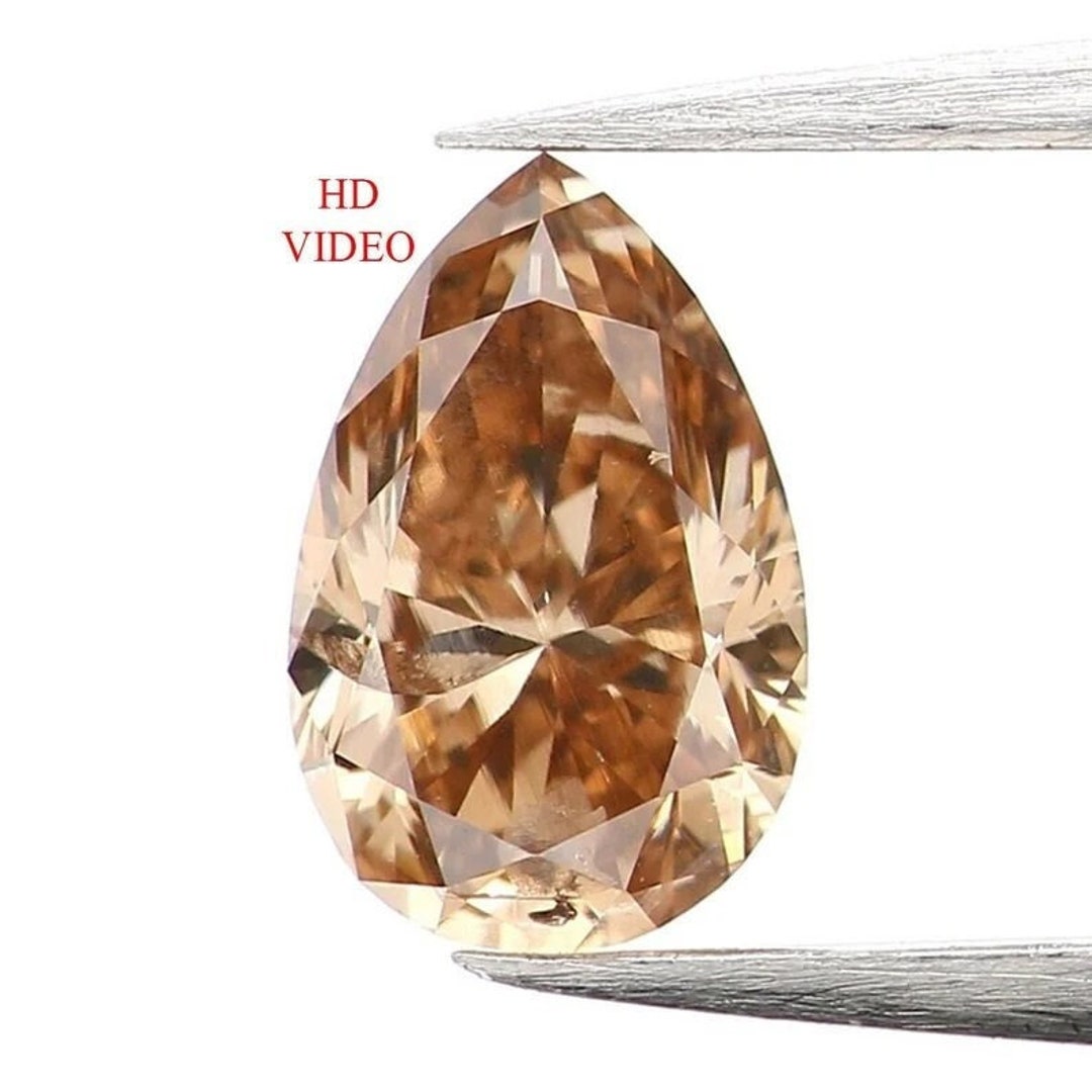 0.38 Ct Natural Loose Pear Shape Diamond Brown Color Pear Cut Diamond 6 ...
