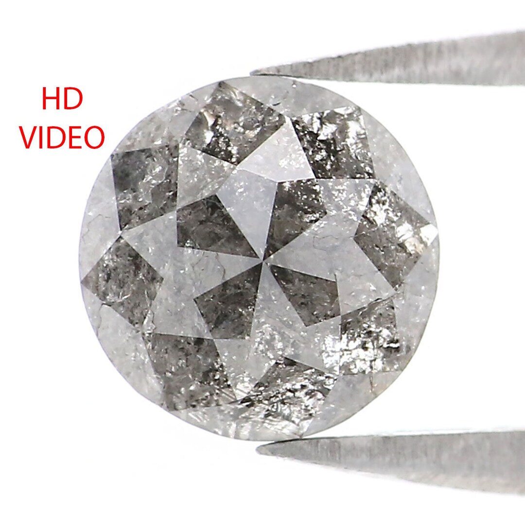 1.13 CT Natural Loose Rose Cut Salt and Pepper Diamond Black Grey Color ...