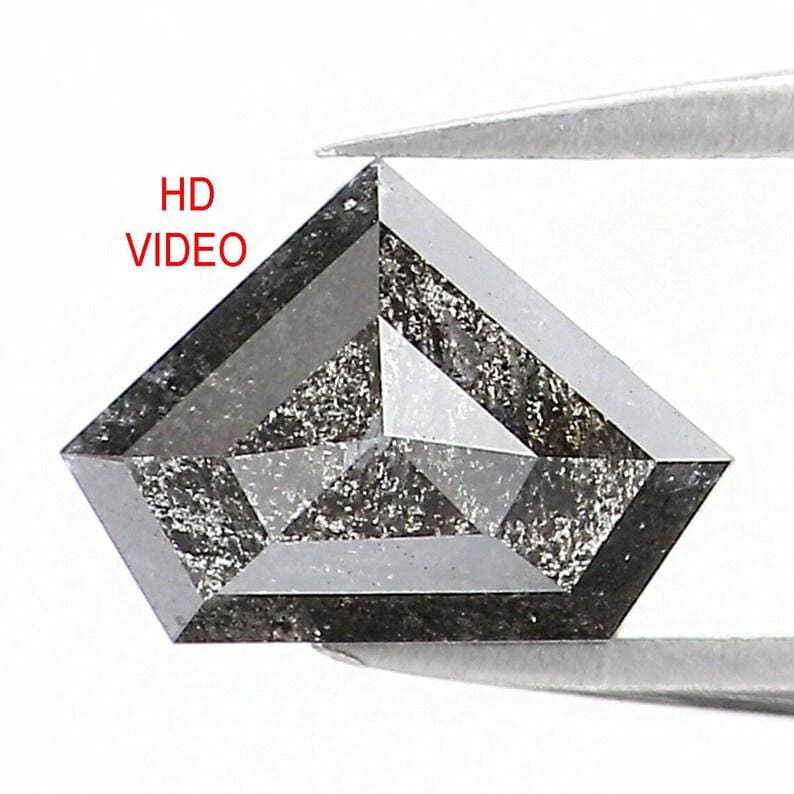 0.66 Ct Natural Loose Shield Shape Diamond Salt and Pepper Shield ...