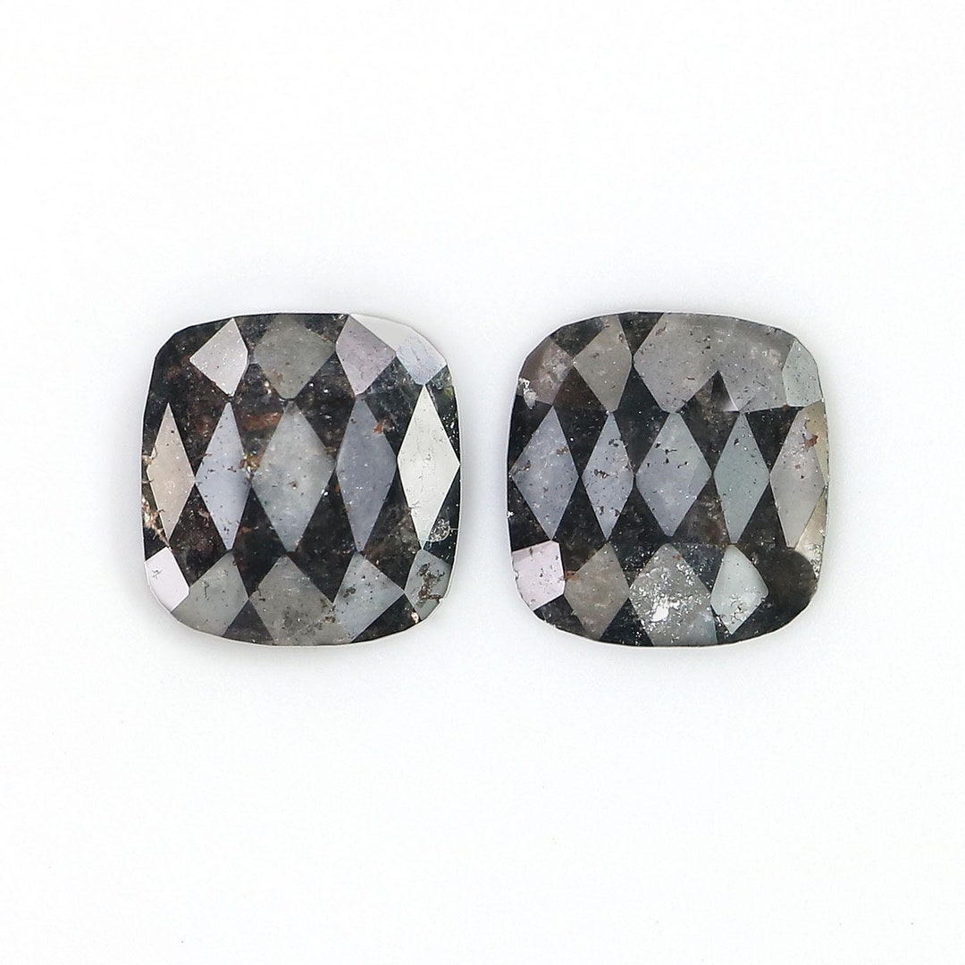 1.77 CT Natural Loose Cushion Shape Pair Diamond Salt and Pepper ...