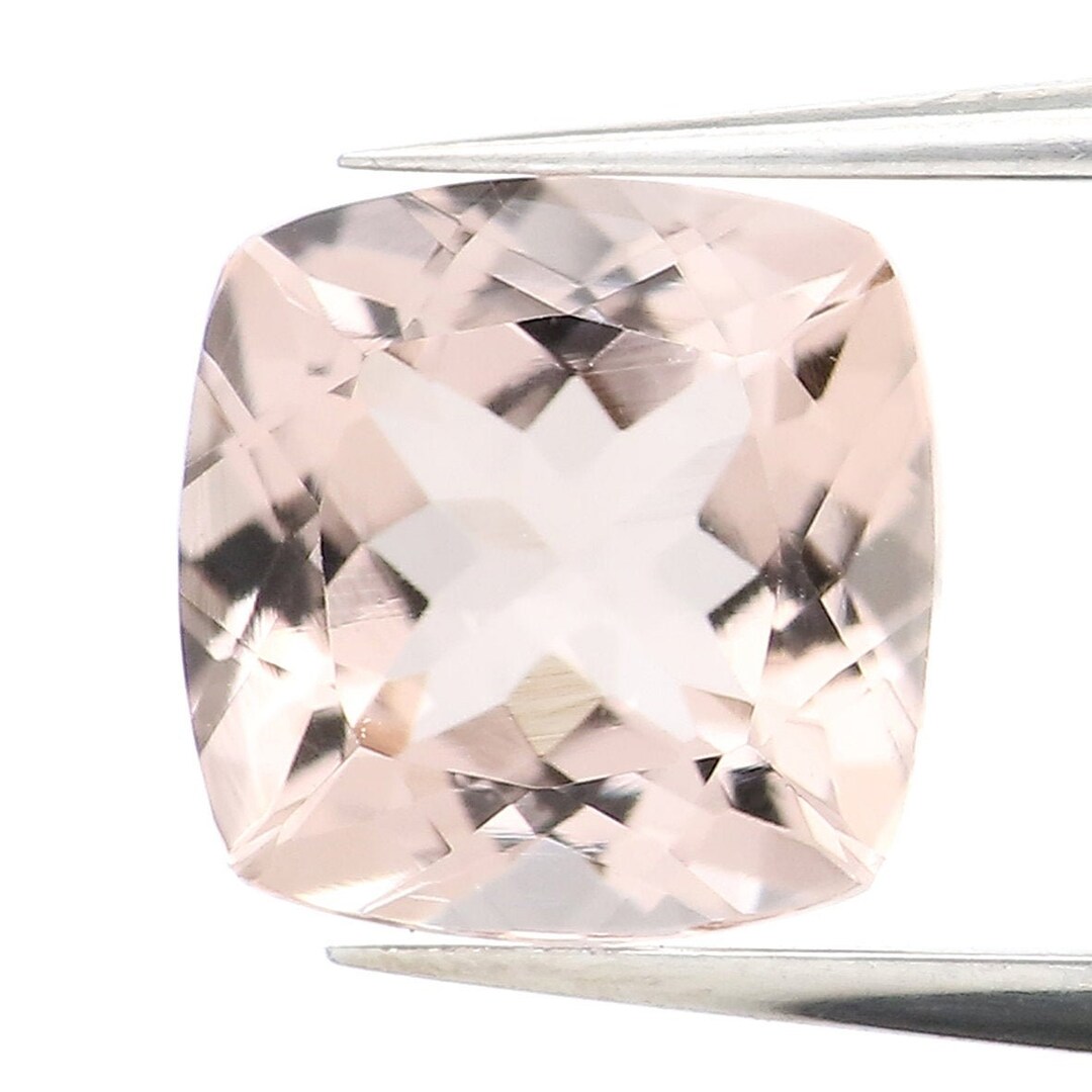 Piedra preciosa morganita color melocotón de 1,48 ct en forma de cojín, claridad VS1, 7,00 MM ...